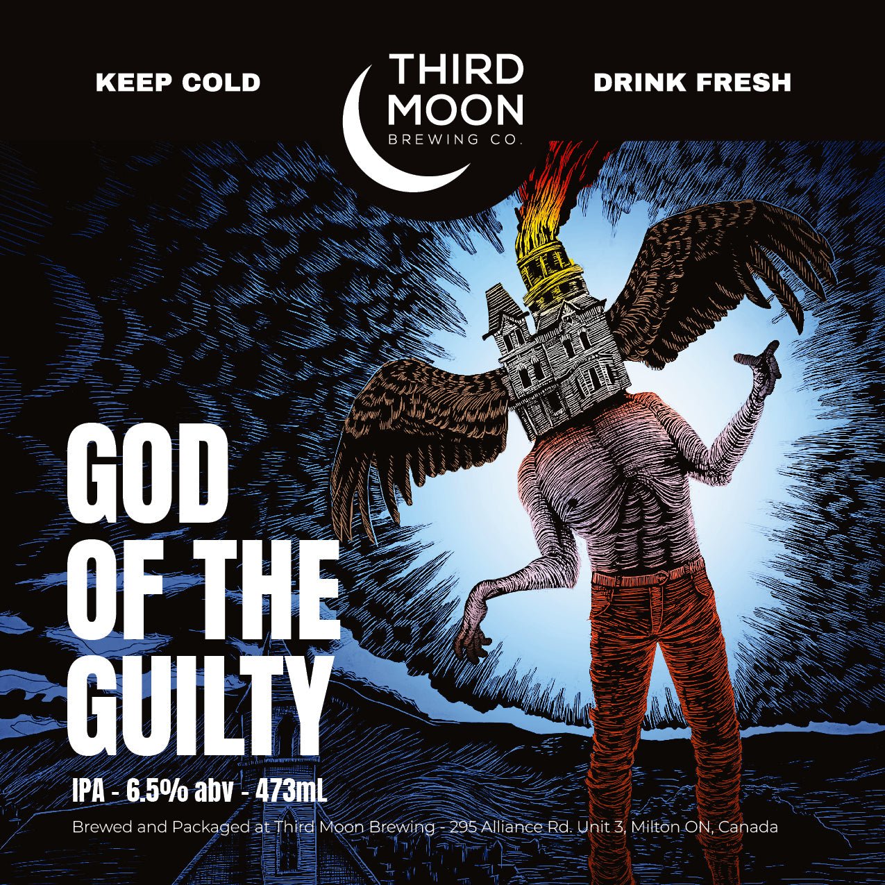 Hazy IPA - 4-pk of "God Of The Guilty" 473mL cans – Third Moon Brewing