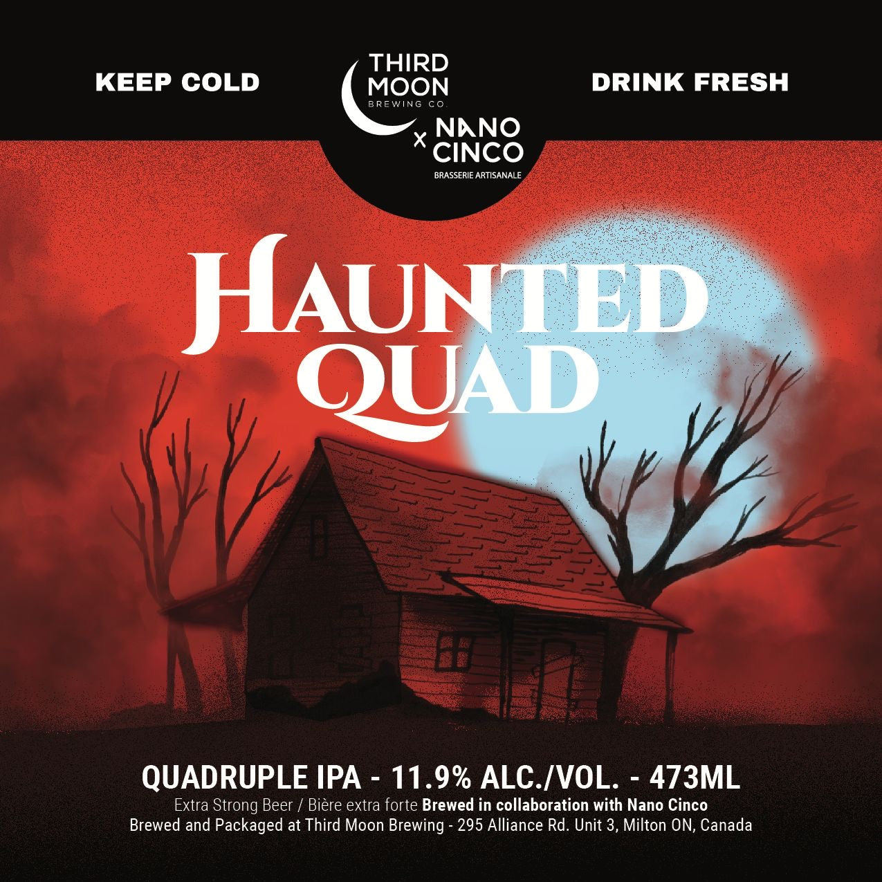Quad IPA - 4-pk of "Haunted Quad" 473mL cans – Third Moon Brewing